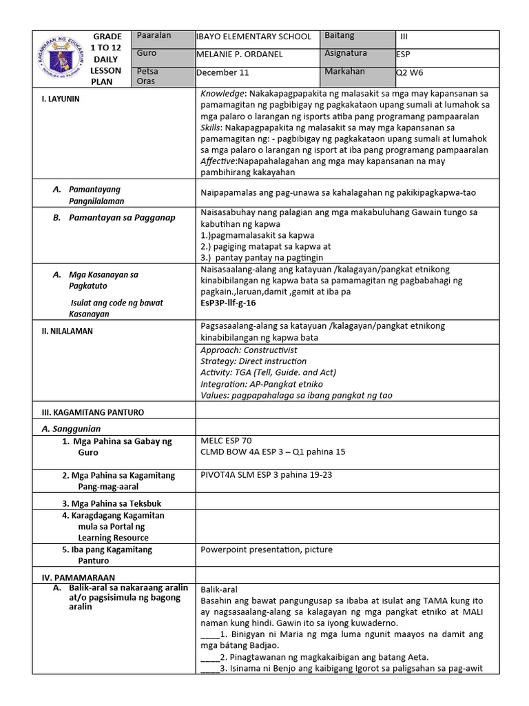 DLP_ESP 3 -Q2 W6 | PDF