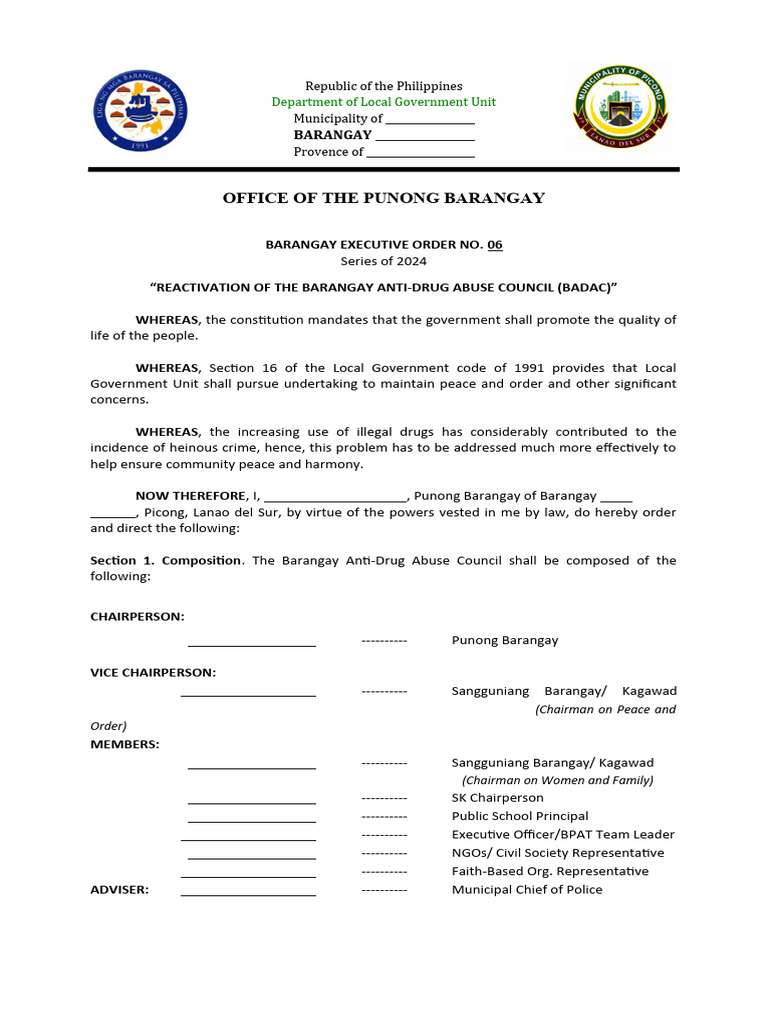 BADAC Executive Order | PDF | Justice | Crime & Violence