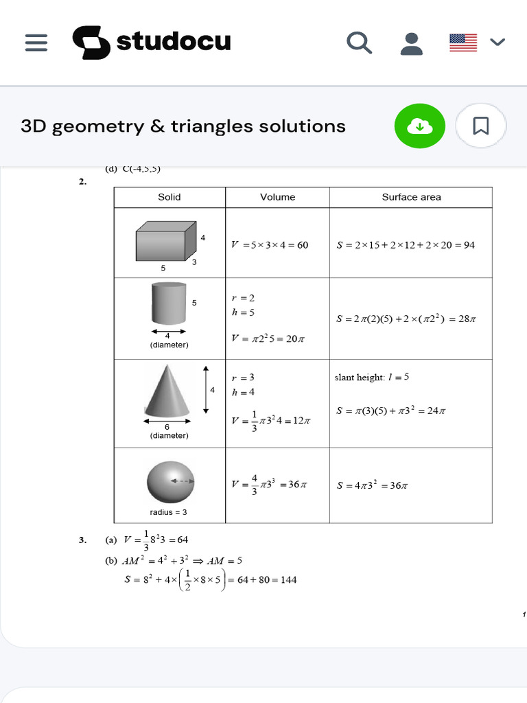 3d Geometry & Triangles Solutions - Maa SL Exercises 3.1-3 Solutions 3d ...