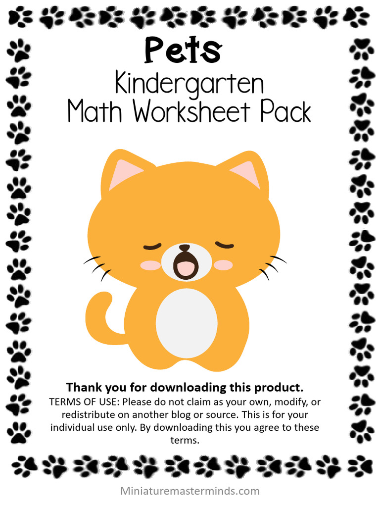 Kindergarten Pet Activity Pack | PDF