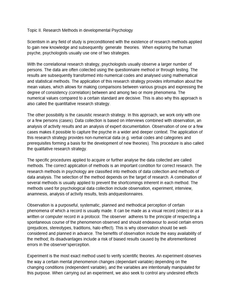 Topic II. Methods of Research | PDF | Experiment | Validity (Statistics)