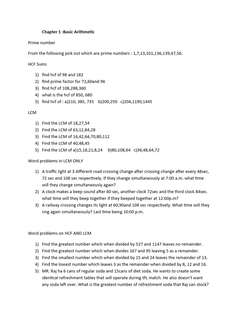 Basic Arithmetic Chapter 1 | PDF | Prices | Prime Number