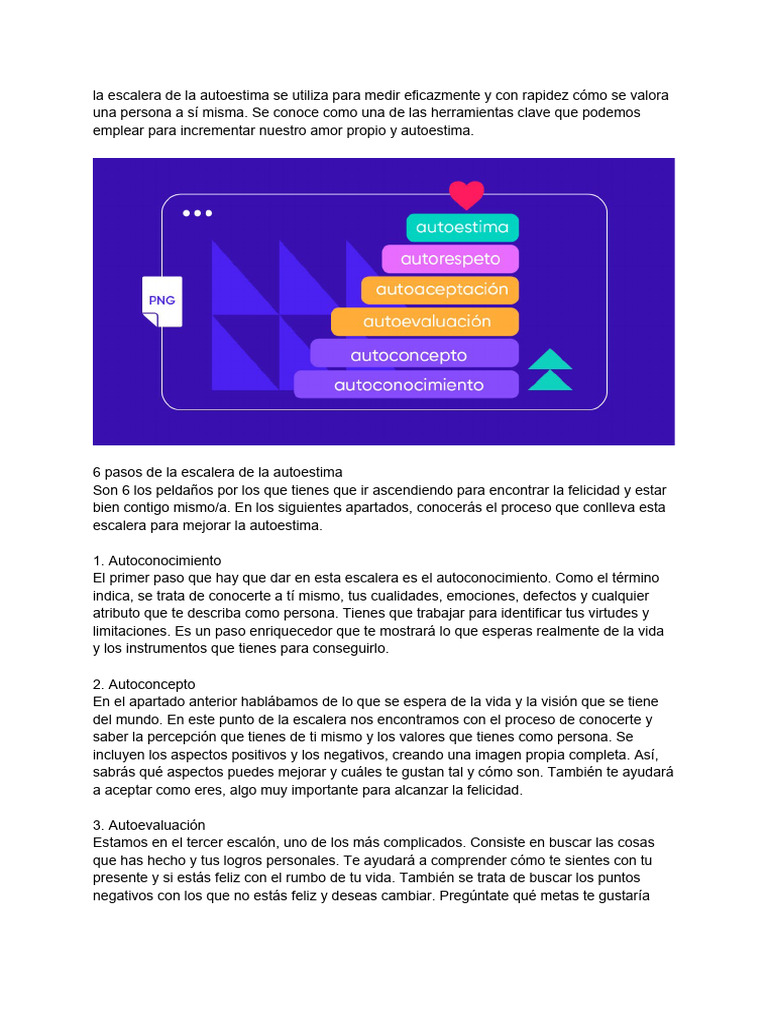 Escalera de la autoestima | PDF | Autoestima | Psicología cognitiva