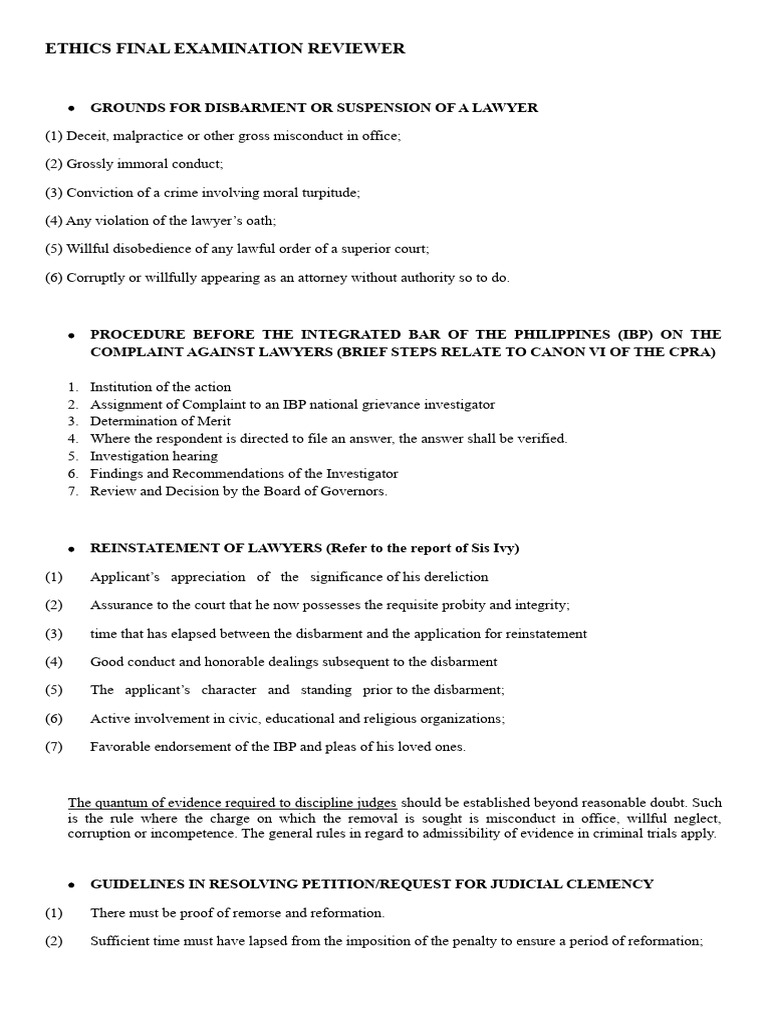 Ethics Final Examination Reviewer | PDF | Notary Public | Lawyer
