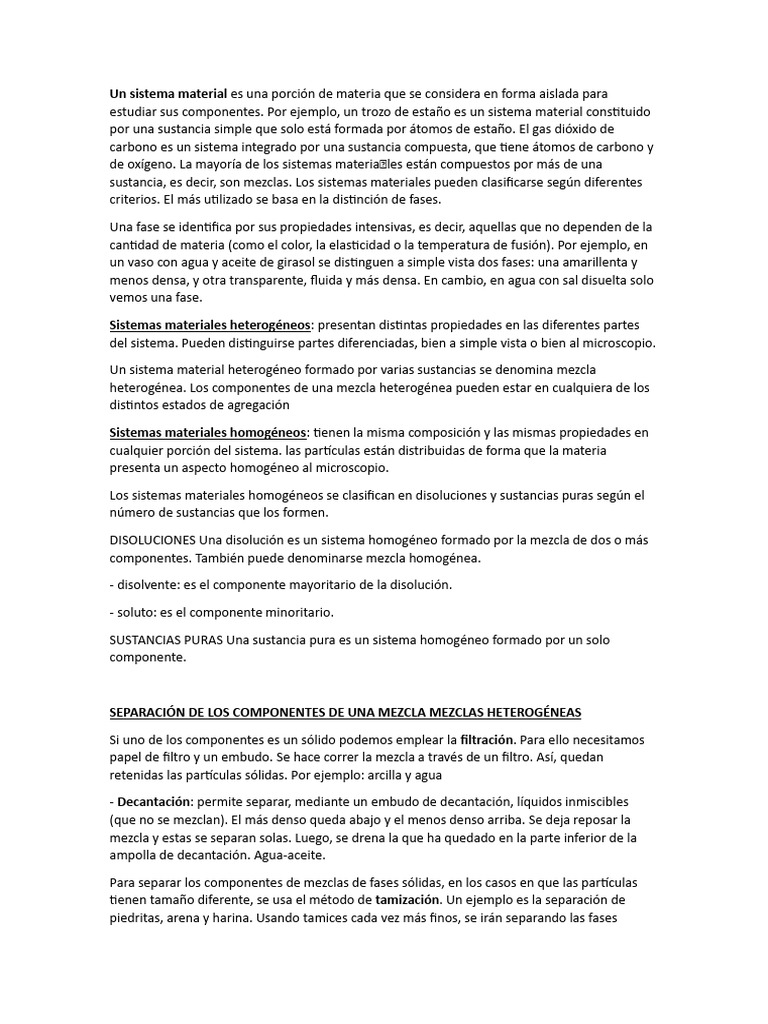 Sistema material | PDF | Mezcla | Destilación