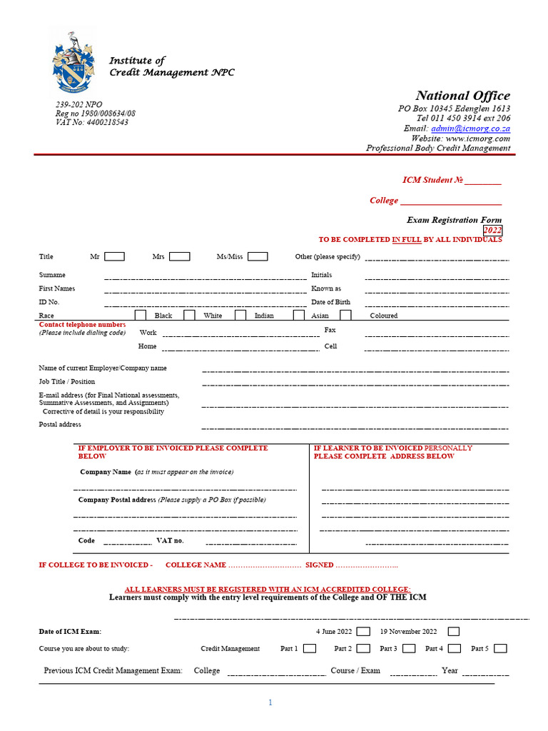 61f971d96a331261263d816e - 2022 ICM EXAM REGISTRATION | PDF