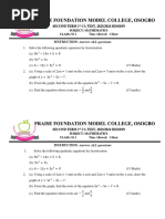 Ss 1 First Term Mathematics Examination-1 | PDF | Circle | Geometry