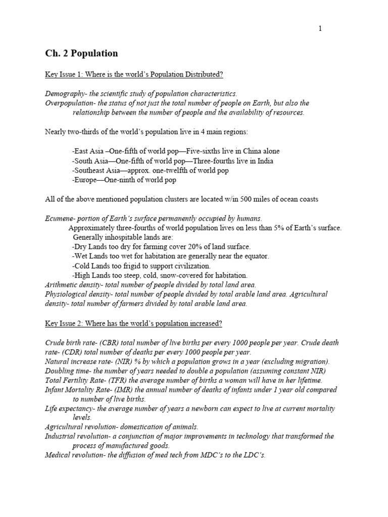 AP Hug Chapter Overview - 2 | PDF | Population Growth | Infant Mortality