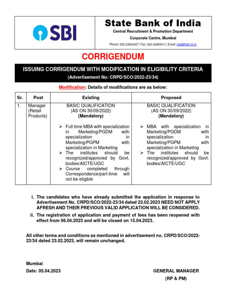 Corrigendum | PDF | Master Of Business Administration | Business