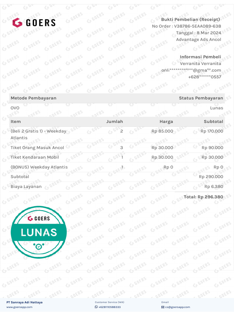 Receipt Advantage Ads Ancol - 08032024 - V38786-5EAA089-638 | PDF