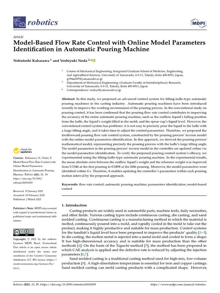 Model-Based Flow Rate Control With Online Model Pa | PDF | Casting ...