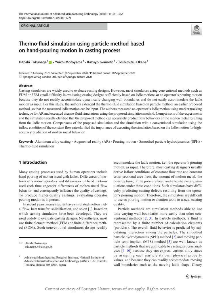 Thermo-fluid_simulation_using_particle_method_base | PDF | Fluid Dynamics | Casting
