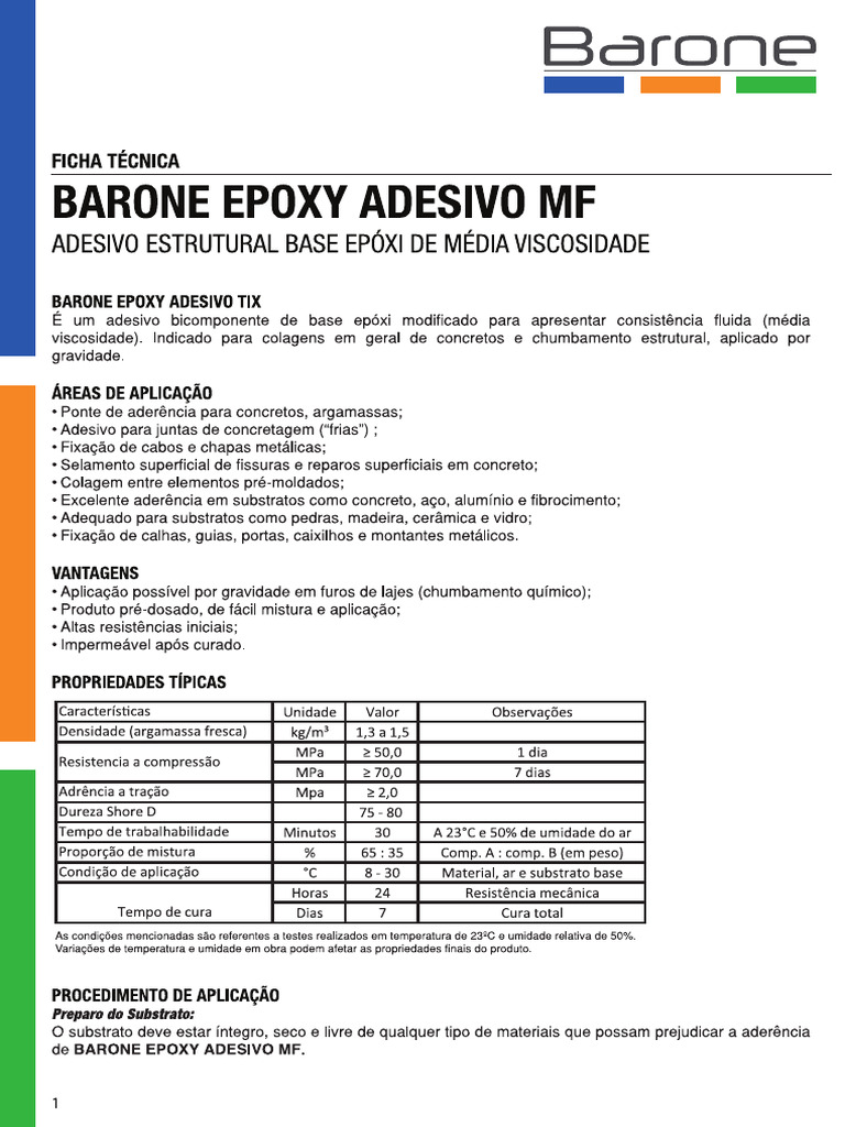FISPQ - Barone Epoxy Adesivo MF FT - 01.2020 | PDF