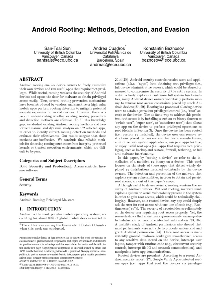 Android Rooting: Methods, Detection, and Evasion | PDF | Android (Operating System) | Booting