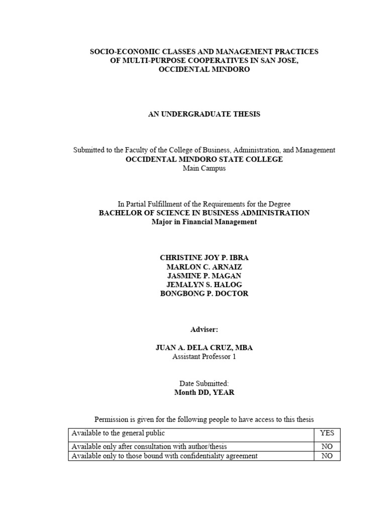 SAMPLE-THESIS-FORMAT-NEW | PDF | Statistics | Cooperative