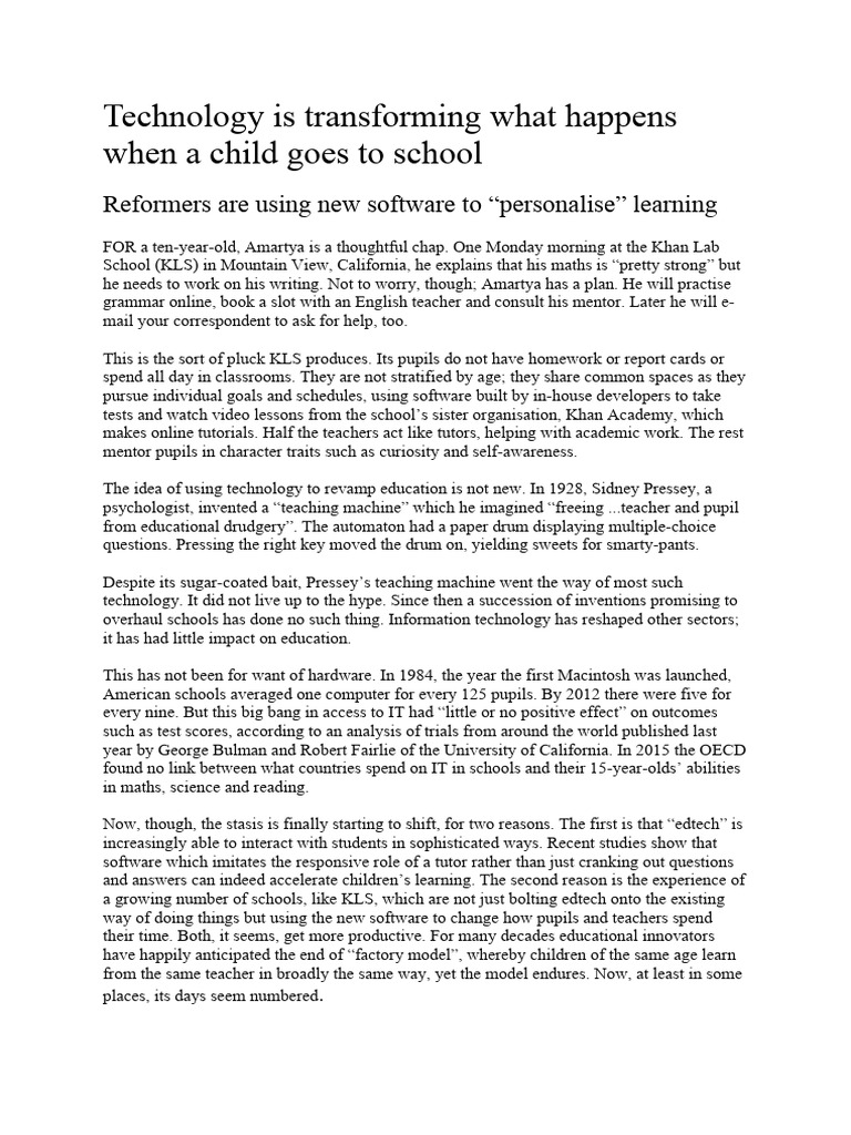 Technology Is Transforming What Happens When A Child Goes To School ...