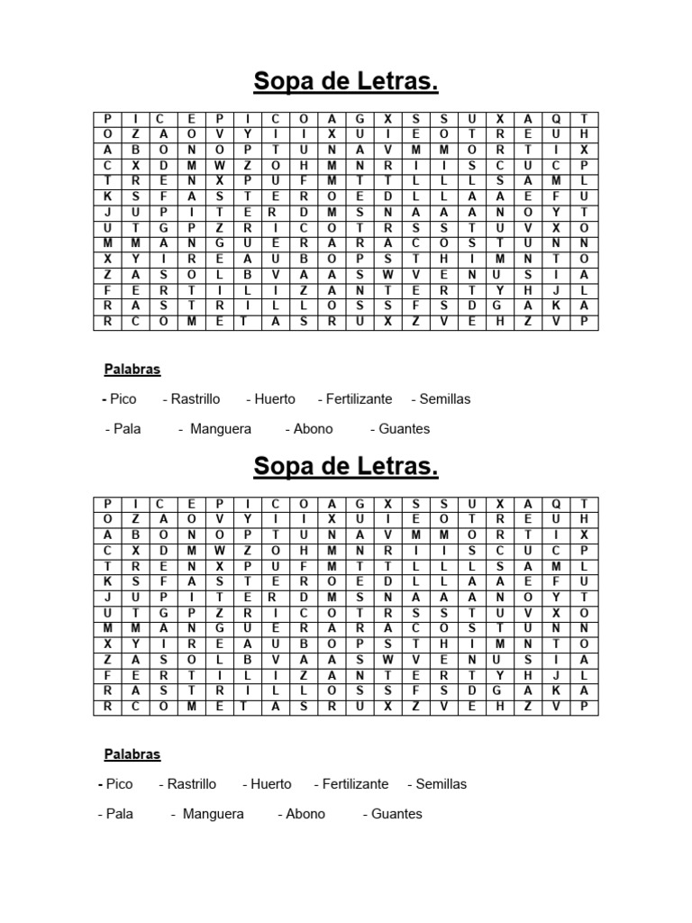 Sopa de Letras | PDF | Agricultura | Agronomía