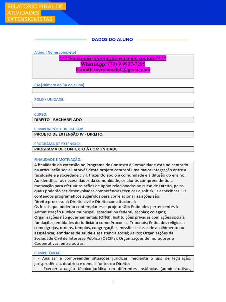 Portfólio Individual - Projeto de Extensão IV - Direito - Programa de ... Portfólio Individual - Projeto de Extensão IV - Direito - Programa de ...