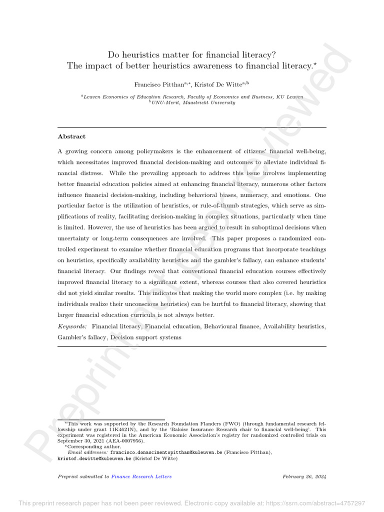 SSRN Id4757297 | PDF | Behavioral Economics | Decision Making