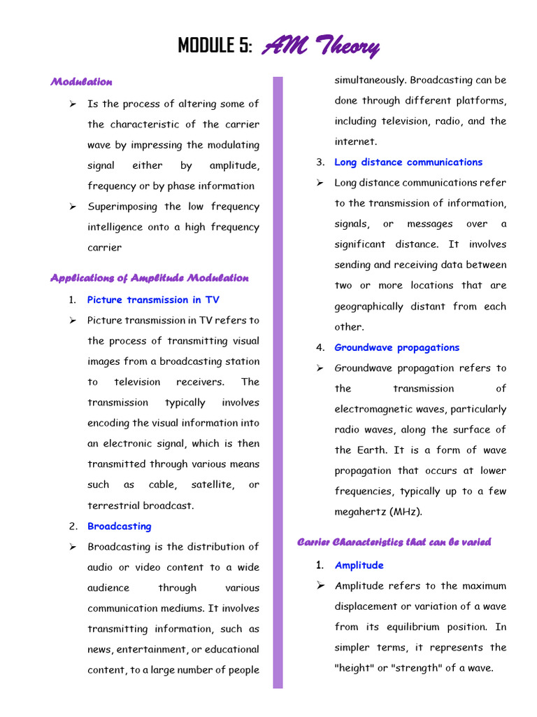 COMMS-1-MODULE-5-TO-8 | PDF | Radio | Modulation