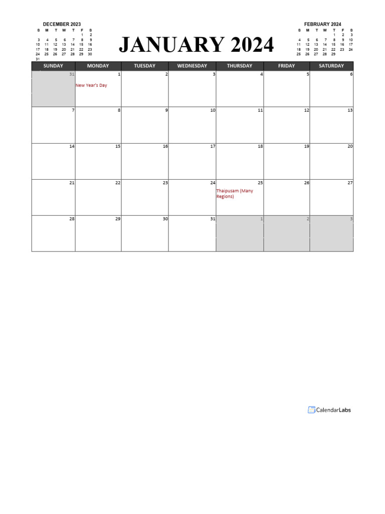 2024 Calendar Planner Malaysia Excel 01 | Download Free PDF | Observances | Holidays