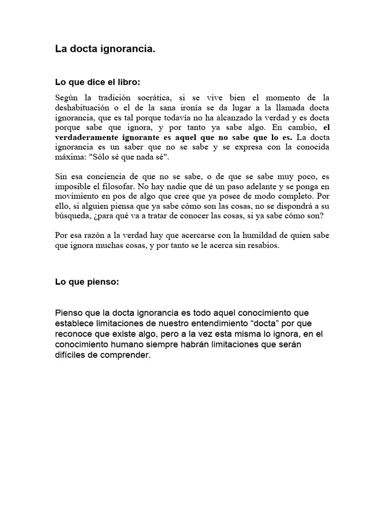 La Docta Ignorancia Pdf
