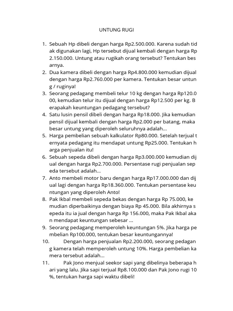 "Hitung Untung Rugi & Diskon" | PDF | Griya & Taman | Gaya Hidup