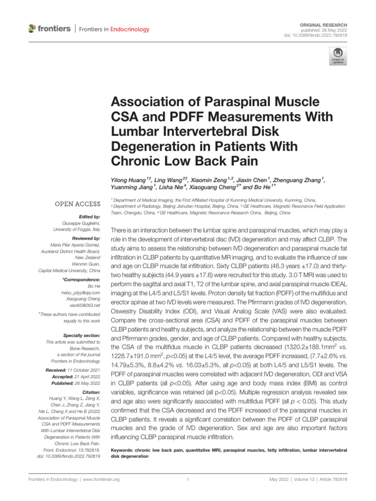 Huang Paraspinal Muscle Atrophy and Discogenic LBP Frontiers in ...
