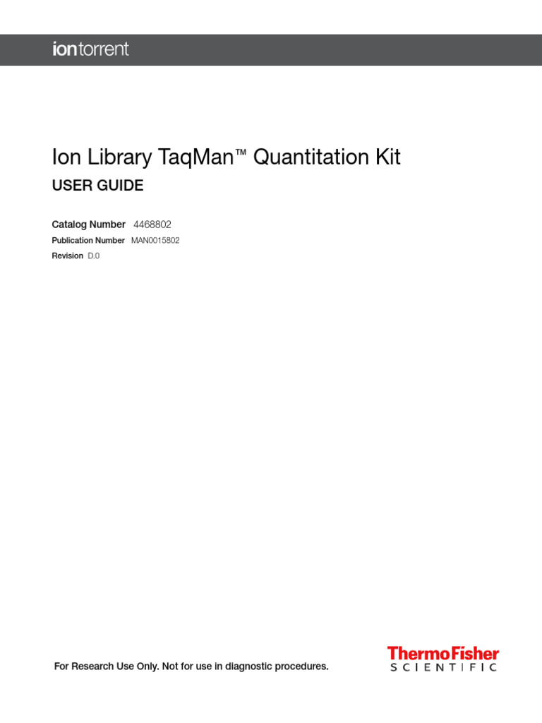 Ion Library TaqMan Quantitation Kit User Guide (Pub. No. MAN0015802 D.0) | PDF | Polymerase ...
