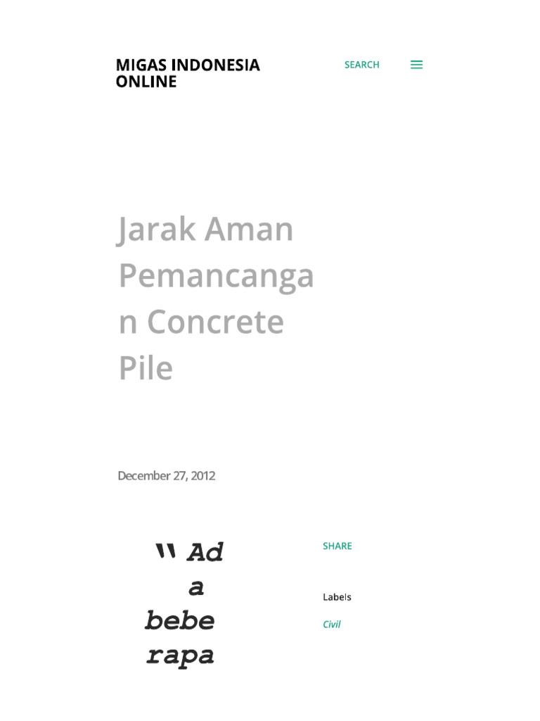 Jarak Aman Pemancangan Concrete Pile | PDF