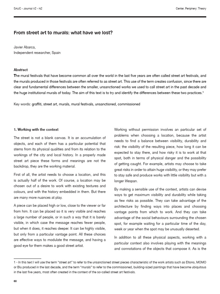 From Street Art To Murals-What Have We Lost | PDF | Street Art | Mural