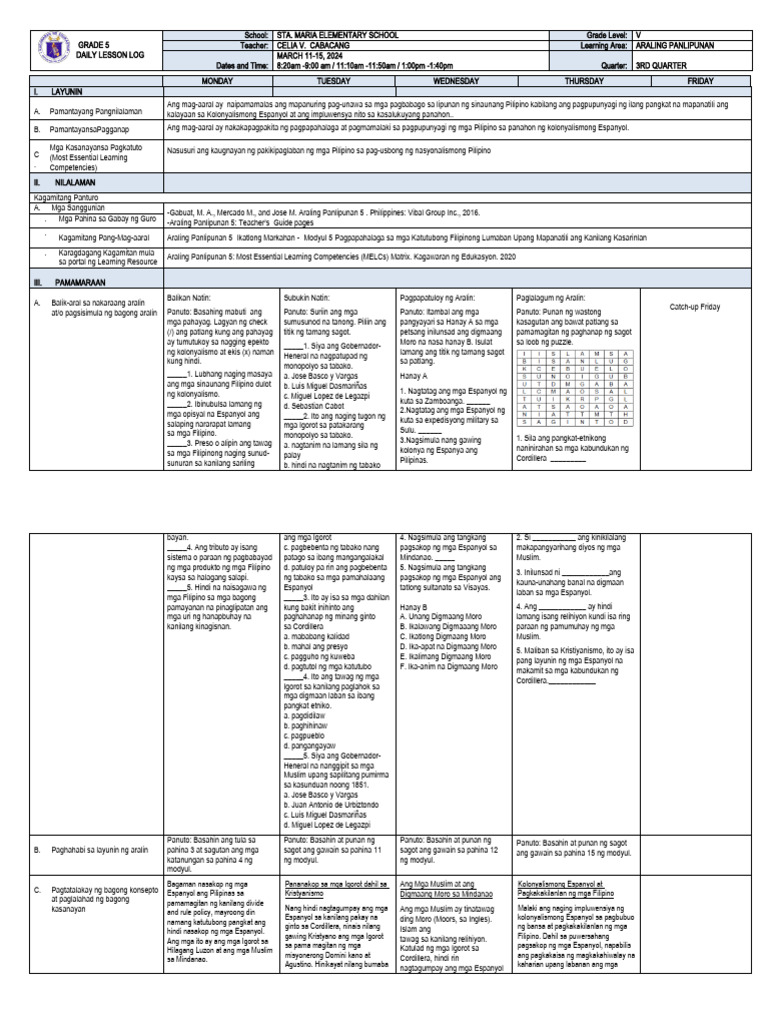 AP - DLL - Quarter 3 - March 11 To 15 With Project TrYVE Integration | PDF
