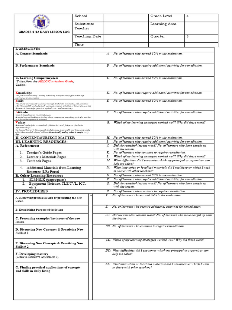 DLP ONE DAY FORMATv3 7 | PDF | Learning | Educational Assessment