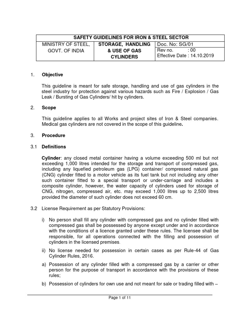 SG-01 Safety Guideline On Storage, Handling & Use of Gas Cylinders - 0 ...