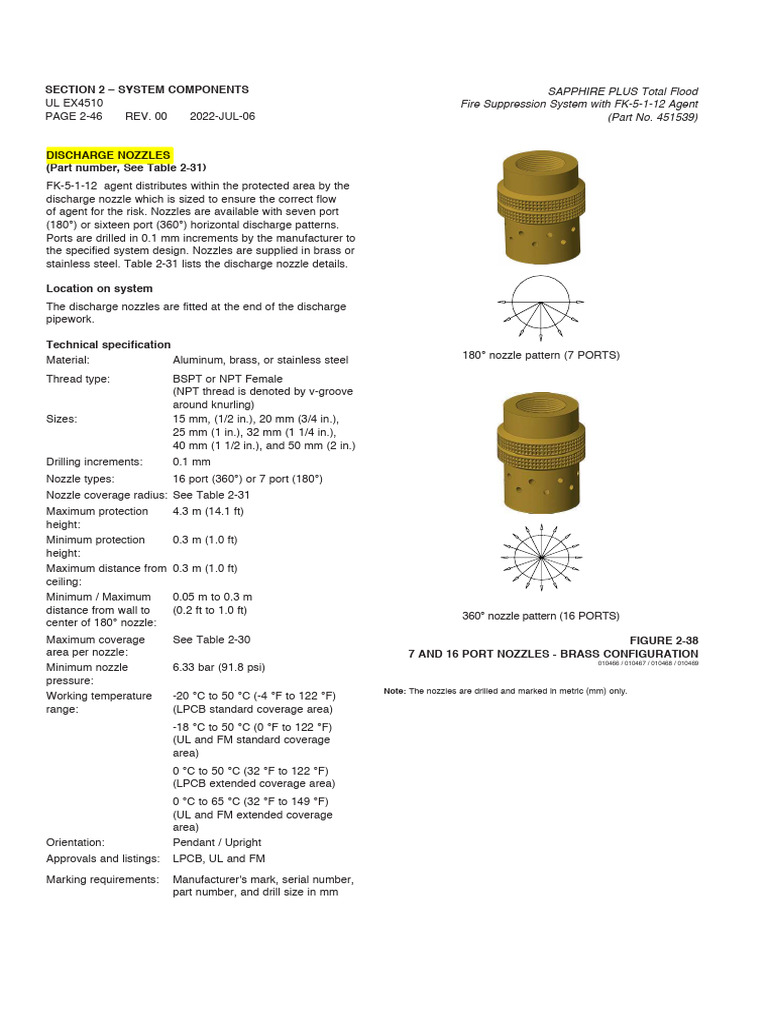 Discharge Nozzles of Claen Agent System | PDF | Mechanical Engineering ...
