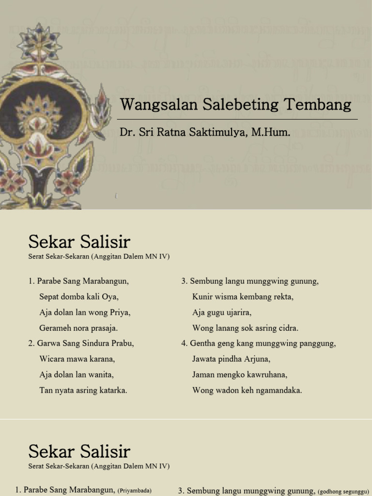 Puisi Jawa Baru - Wangsalan II | PDF