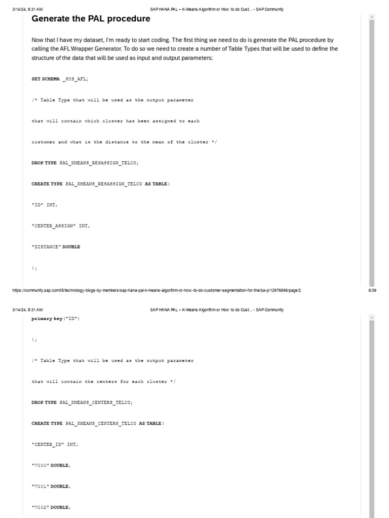 Sap Hana Pal K Means Algorithm Or How To Do Cust Sap Community 12 Pdf Cluster 