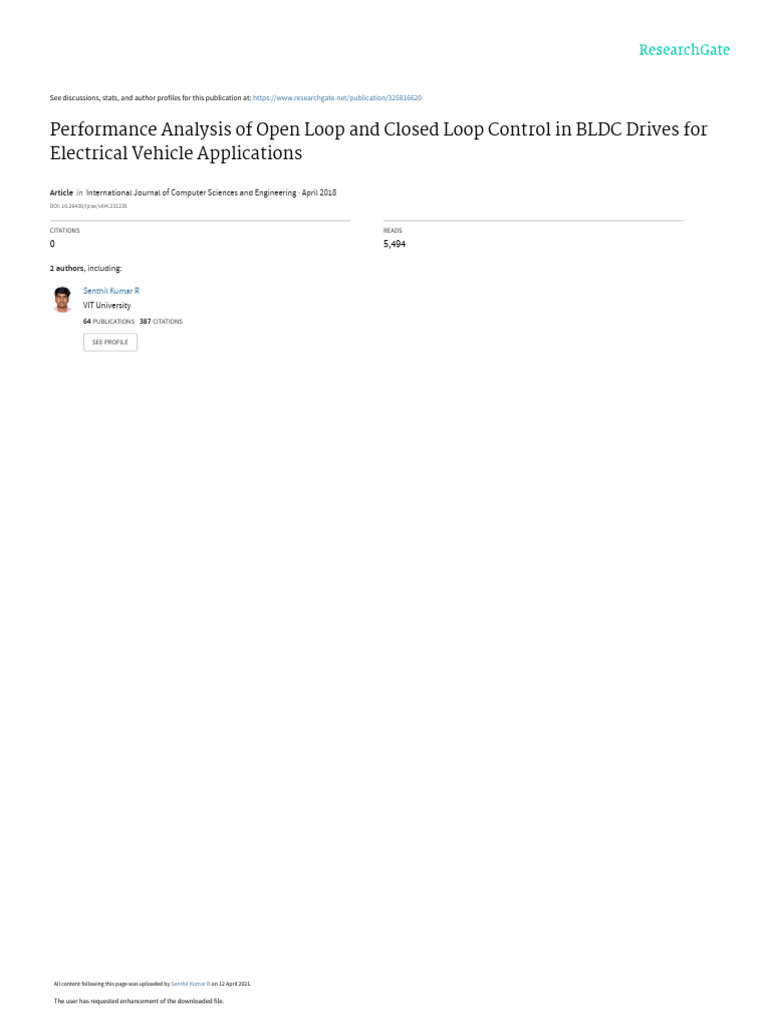 Performance Analysis Of Open Loop And Closed Loop Pdf Electric