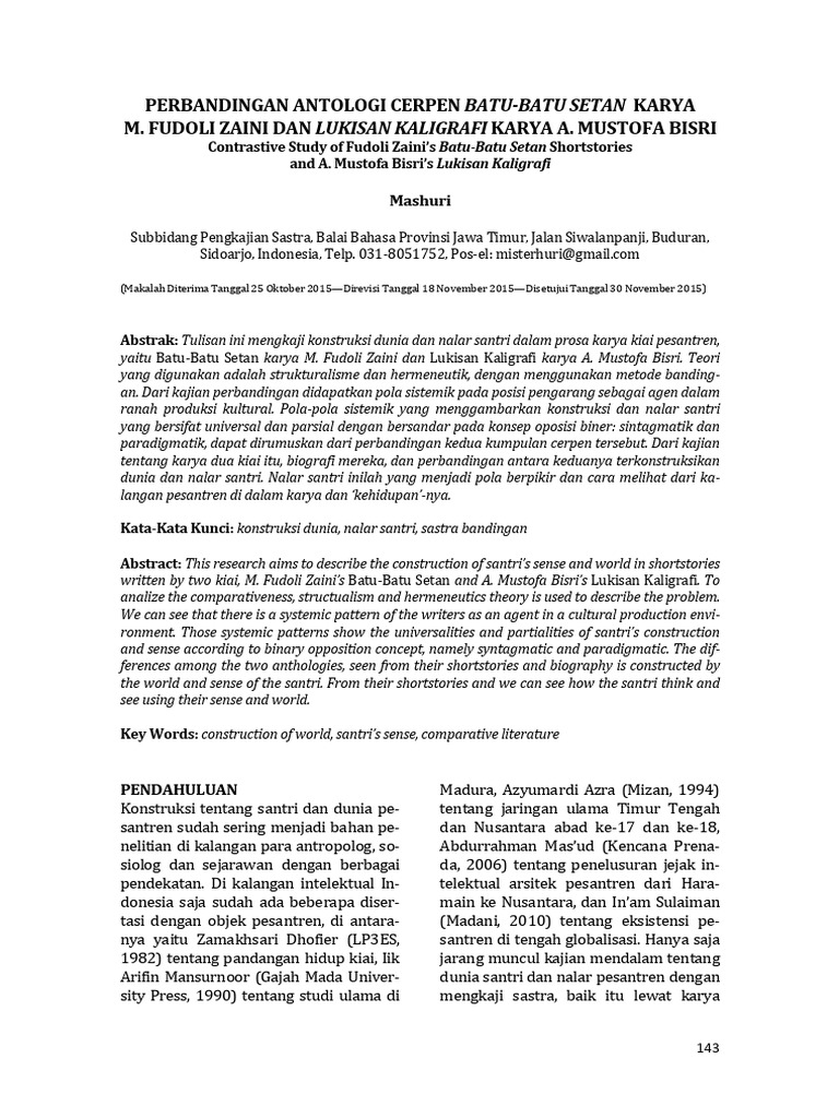 Perbandingan Antologi Cerpen Batu-Batu Setan Karya | PDF | Agama ...