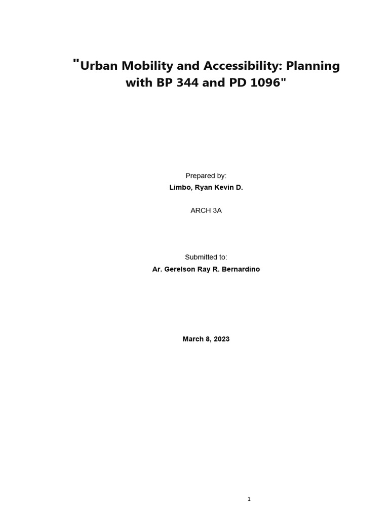 Urban Mobility: BP 344 & PD 1096 Guide | PDF | Traffic | Street