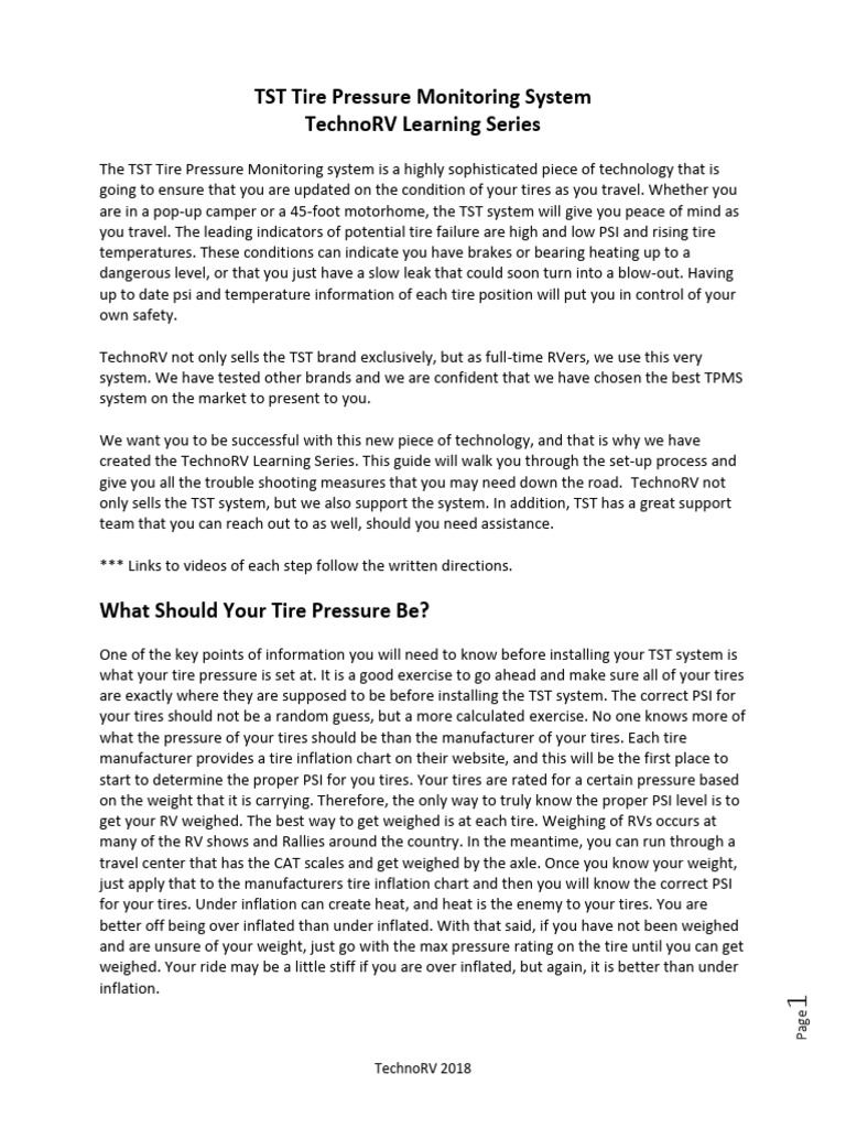 TST Tire Pressure Monitoring Guide | PDF | Valve | Tire