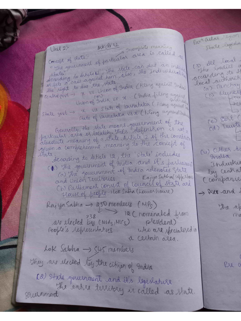 Constitution Unit 2 Written and Summarised Notes | PDF