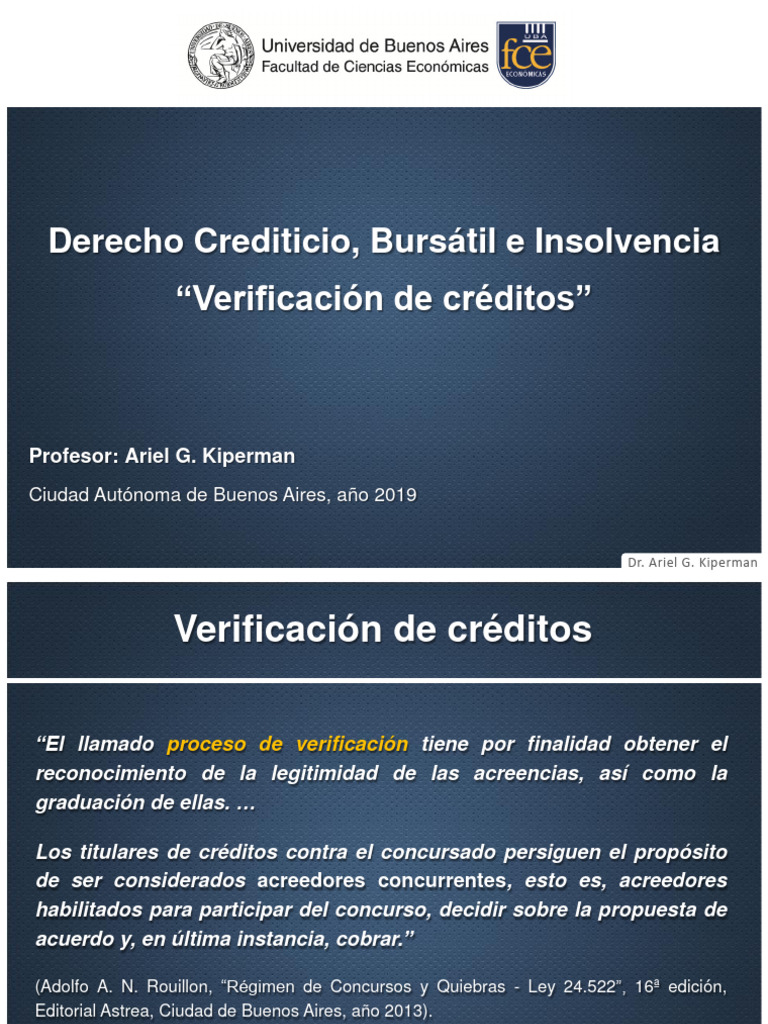 Verificación de Créditos | PDF | Bancarrota | Liquidación