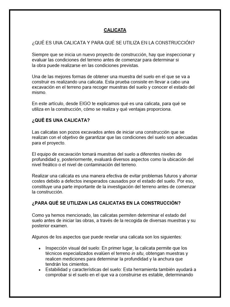 Calicata Suelos I | PDF | Agua subterránea | Fundación (Ingeniería)