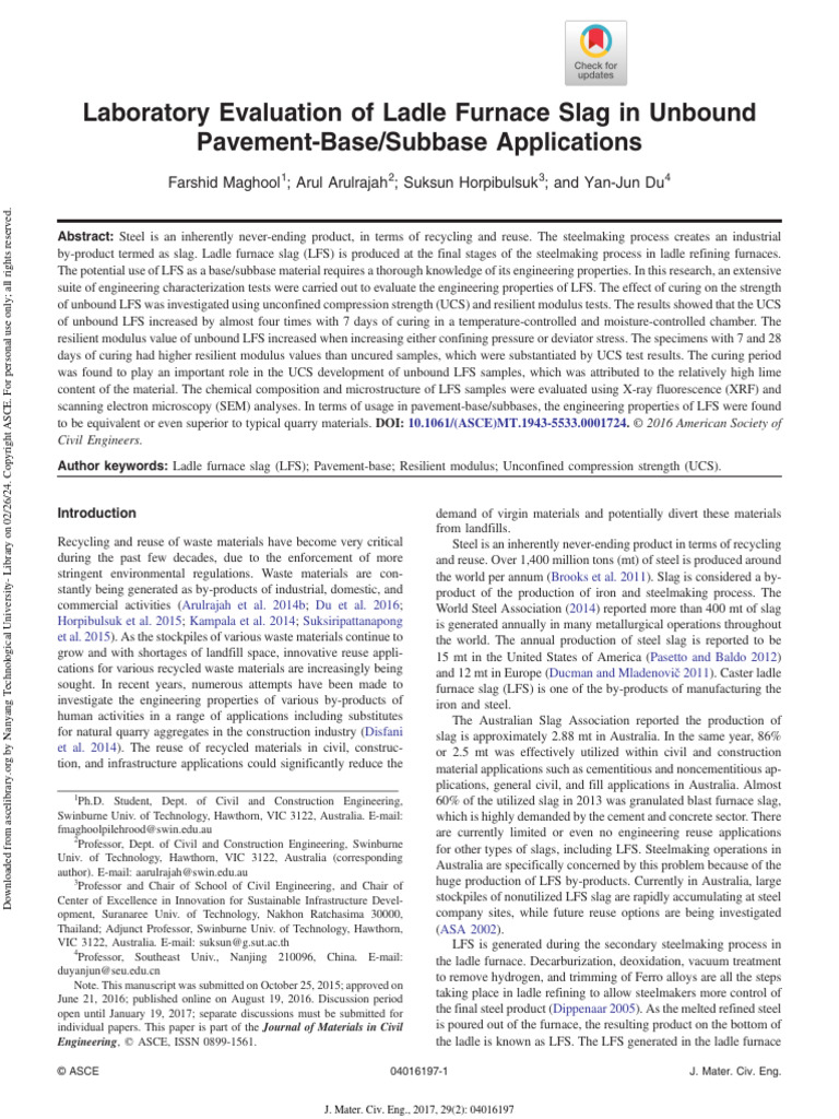 Maghool 等 - 2017 - Laboratory Evaluation of Ladle Furnace Slag in Unb ...