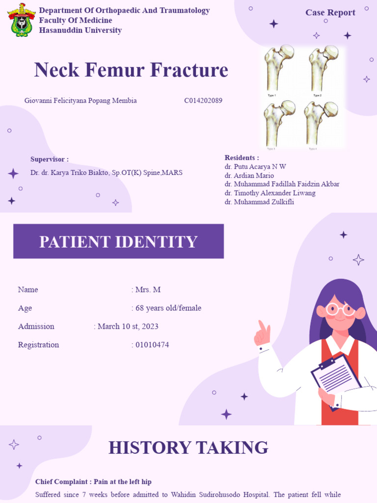 Case Report - Neck Femur Fracture - Gina | PDF | Hip | Clinical Medicine