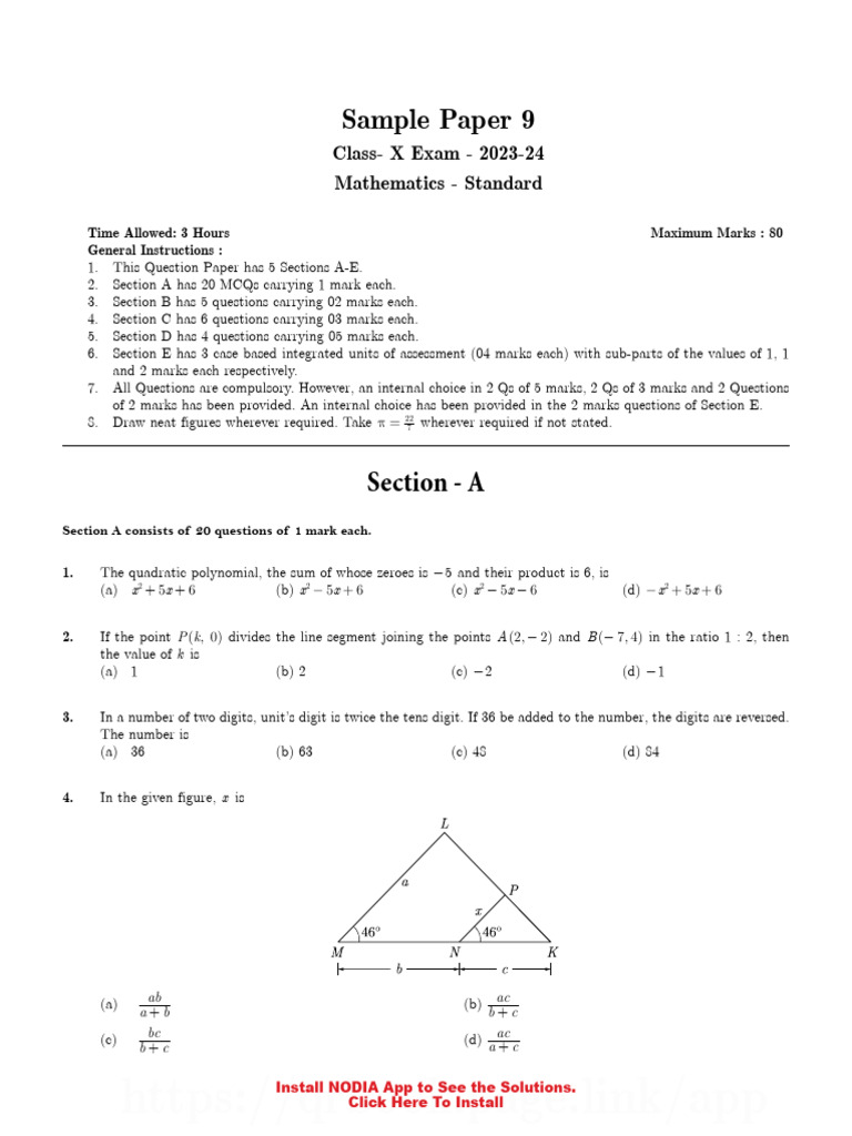 MA Sample Paper 9 Unsolved | Download Free PDF | Sphere | Rocket