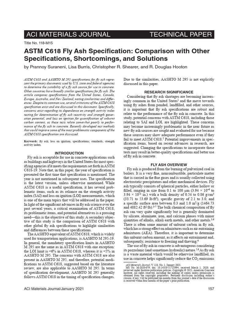 ASTM C618 Fly Ash Specification Review | PDF | Cement | Composite Material