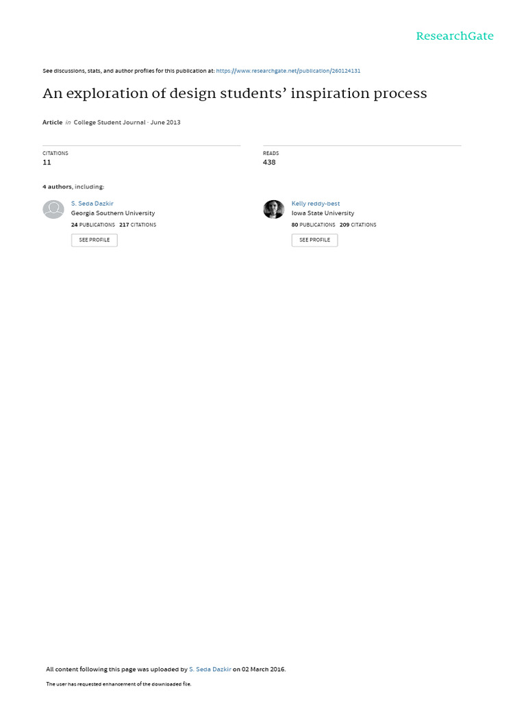 An Exploration of Design Student Inspiration Process | PDF | Design ...