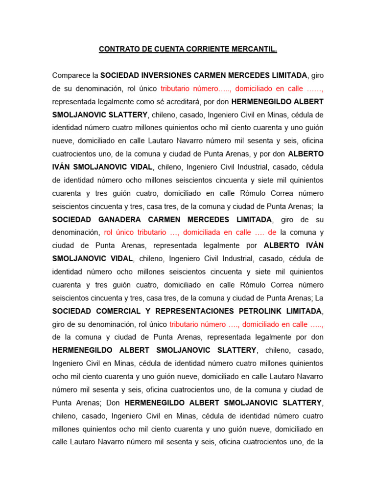 Contrato de Cuenta Corriente Mercantil | PDF | Derecho